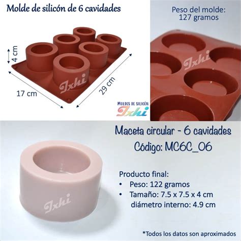 Maceta circular 6 cavidades Moldes de Silicón Ixhi