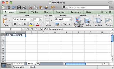 ms excel 2011 for mac display comment indicator next to cells with comments