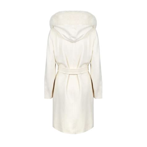 Max Mara Weekend Cappotto In Lana Mango Con Cappuccio Di Pelliccia