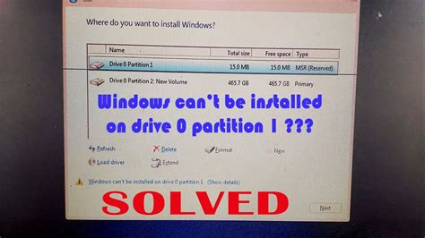 Windows Can T Be Installed On Drive Partition Solved Youtube