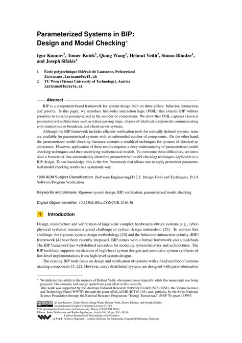 pdf parameterized systems in bip design and model checking