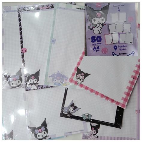 Hojas de cuadros tamaño A4 diseño kuromi AbySam Papelería