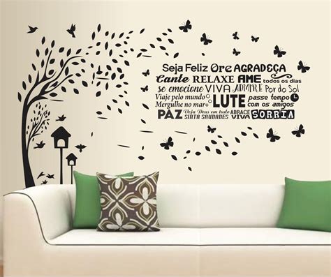 ADESIVO PAREDE FRASE ARVORE E FOLHAS KRadesivos