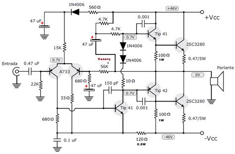 Simple 2SC5200 Transistor Amplifier 100W RMS Electronics Projects