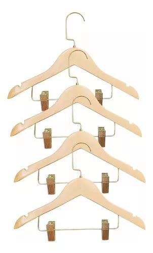 Luna Fiber Cabide de madeira infantil presilha dourado 10 peças
