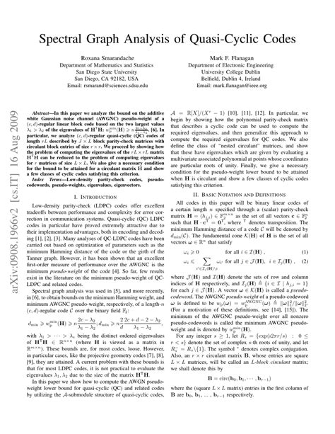 pdf spectral graph analysis of quasi cyclic codes