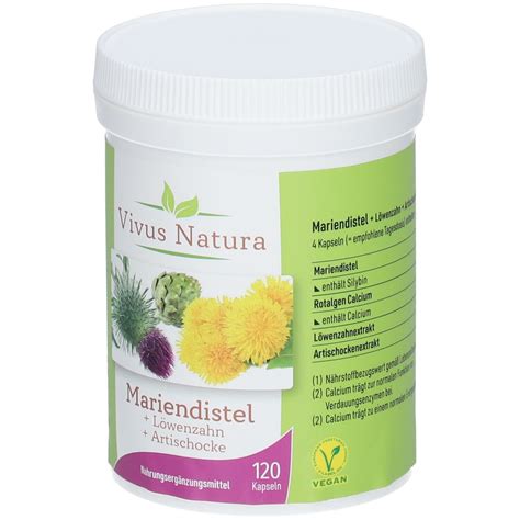 Vivus Natura Mariendistel Löwenzahn Artischocke Kapseln 120 St