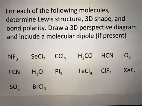 Solved For Each Of The Following Molecules Determine Lewis Chegg