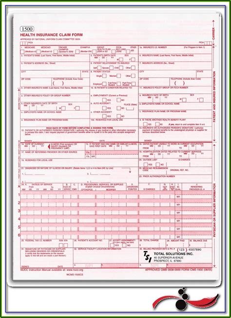 Free Printable Hcfa 1500 Claim Form Printable Forms Free Online