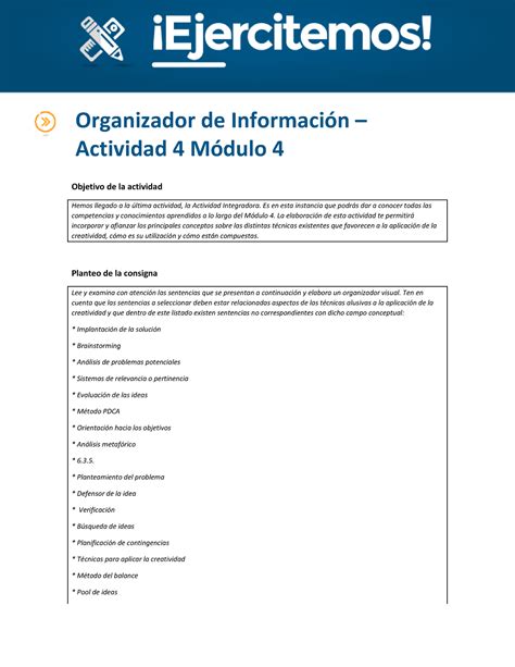 Actividad M Consigna Organizador De Informaci N Actividad