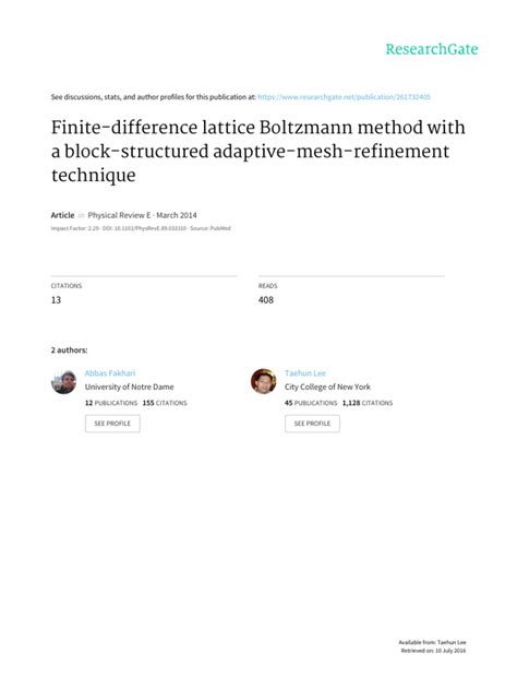 finite difference lattice boltzmann method with a block structured adaptive mesh refinement