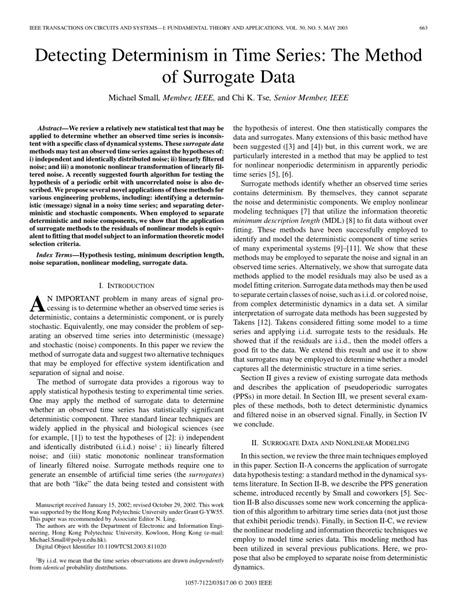 pdf detecting determinism in time series the method of surrogate data