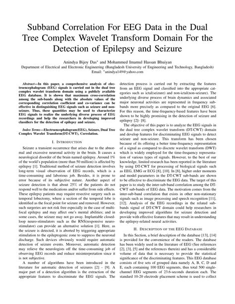 pdf subband correlation for eeg data in the dual tree complex wavelet transform domain for the