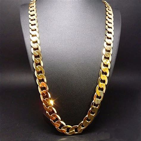 Collier En Chaîne Plaqué Or Pur Pour Hommes Chaîne À Maillons Épais De