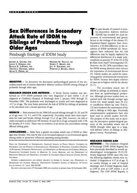 pdf sex differences in secondary attack rate of iddm to siblings of probands through older
