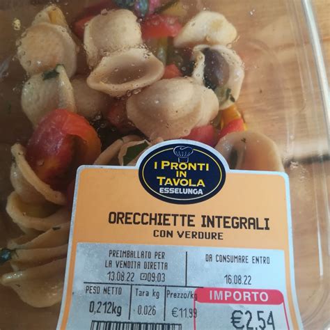 Esselunga Orecchiette Integrali Con Verdure Reviews Abillion
