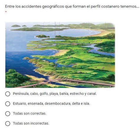 los accidentes geográficos que forman el perfil costanero Nota porfa