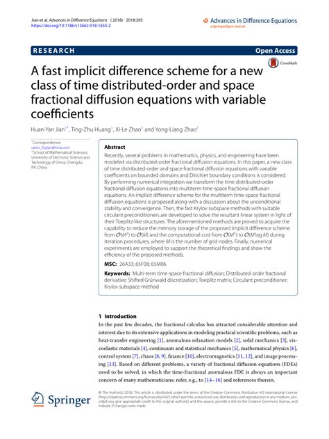 pdf a fast implicit difference scheme for a new class of time distributed order and space