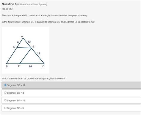 Theorem A Line Parallel To One Side Of A Triangle Divides The Other