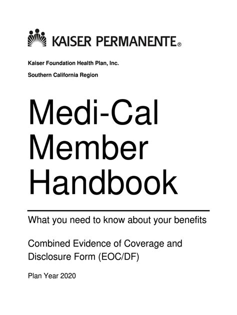 Fillable Online 2020 Evidence Of Coverage And Disclosure Form Medi Cal