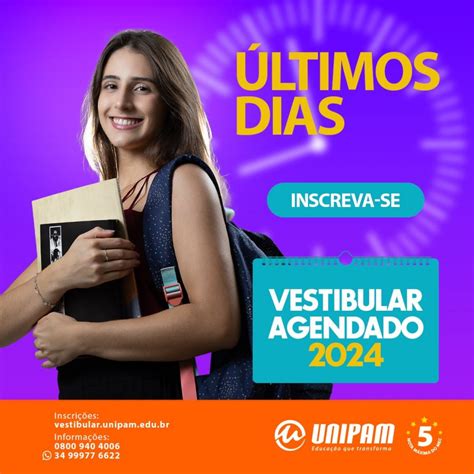 Últimos dias para se inscrever no Vestibular Agendado do UNIPAM Patos