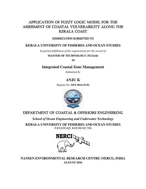 pdf application of fuzzy logic model for the assessment of coastal vulnerability along the