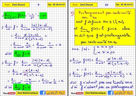 Bac Sc expérimentales Math Limites Et Continuités Tous Les Sections