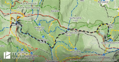 Trasa Schronisko PTTK Samotnia Labská bouda mapa turystyczna pl