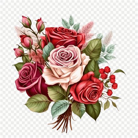 Beautiful Natural Red And Pink Rose Flowers Bouquet Png PNGHive