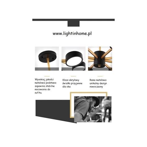 Lampa sufitowa LED czarna FUN 8 trwała