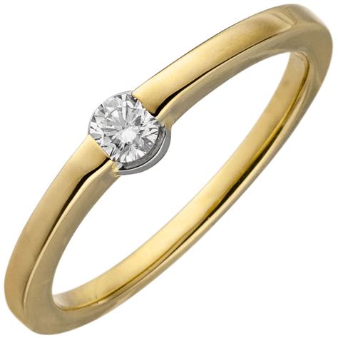 Solitaire Ring Aus 585 Gold Gelbgold Mit Diamant Brillant 0 15ct W Si