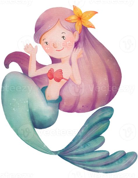 Acuarela Linda Sirena Clipart Png In 2024 Mermaid Clipart Cute
