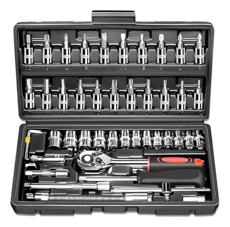 Juego De Herramientas Mecánicas 46 Piezas Color Negro MercadoLibre
