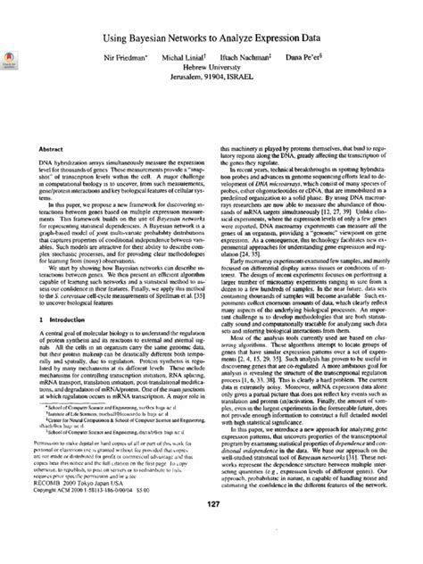 using bayesian networks to analyze expression data pdf bayesian network gene expression
