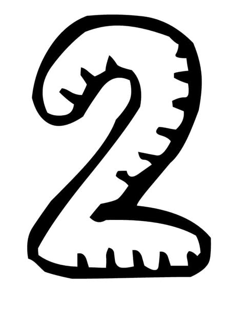 Desenhos de Número 2 Dois para Colorir Pintar e Imprimir