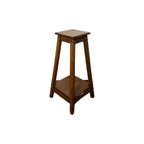 Plantentafel Zuil Eiken Vintage Brutalist Bijzettafel Vintage