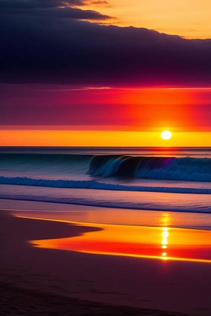 Una colorida puesta de sol sobre el océano con la puesta de sol sobre