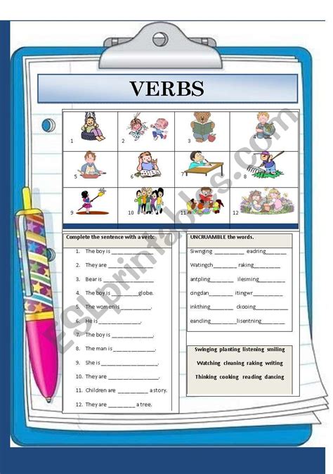 VERBS ESL Worksheet By Jhansi