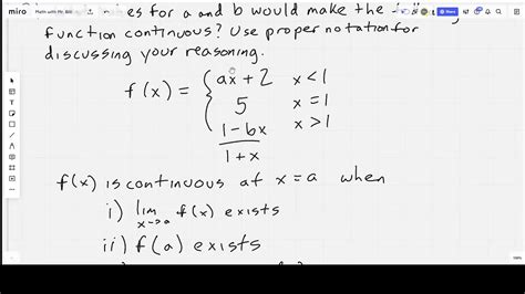 making a piecewise function continuous youtube