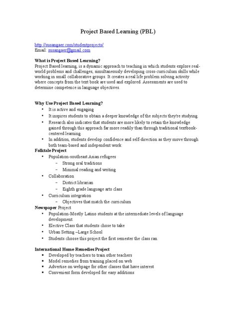 project based learning pdf project based learning teachers