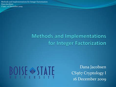 pdf methods and implementations for integer factorization