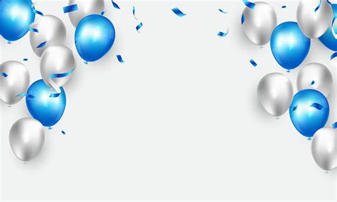 Banner de fiesta de celebración con fondo de globos de color azul