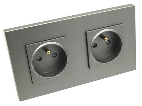 Gniazdo Gniazdko Elektryczne W Podw Jnej Ramce Szare Deluxe B Line