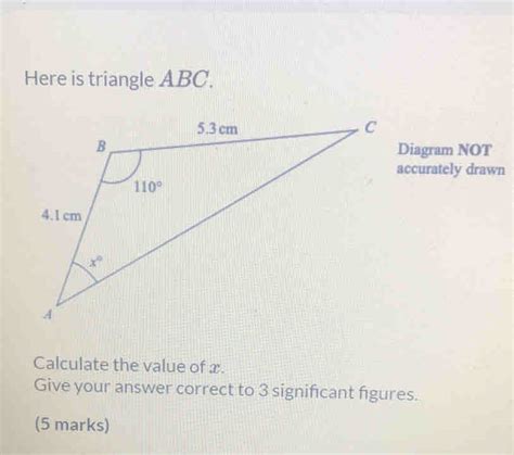 solved here is triangle abc diagram not accurately drawn calculate the value of x give your