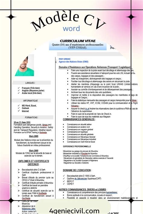 Mod Le De Cv Gratuits Remplir Word Cv Pdf Bon Cv Modele Word Cv