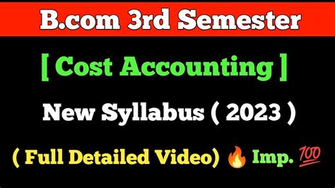 B 3rd Semester Cost Accounting Syllabus 2023 Cost Accounting