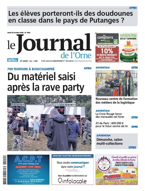 Le Journal de L Orne N3424 du 20 octobre 2022 à télécharger sur iPad