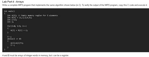 solved lab part 4 arrays write a complete mips program