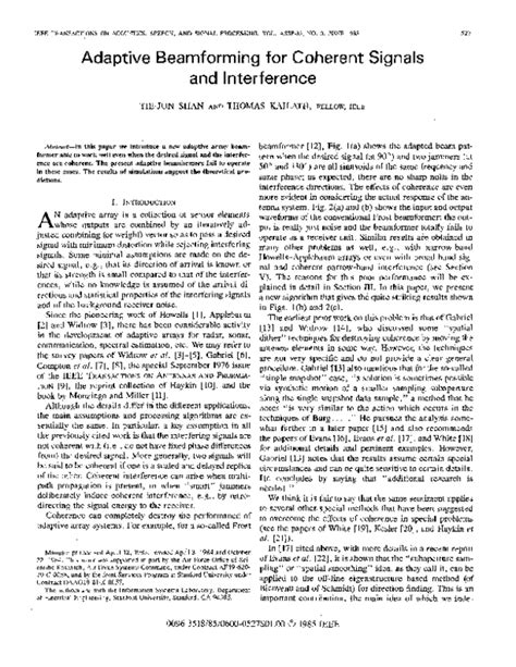 pdf adaptive beamforming for coherent signals and interference tiejun shan