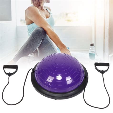 Gym Yoga Ball Fitness Fitball Exercise Training Half Ballandstraps Home Training Ebay